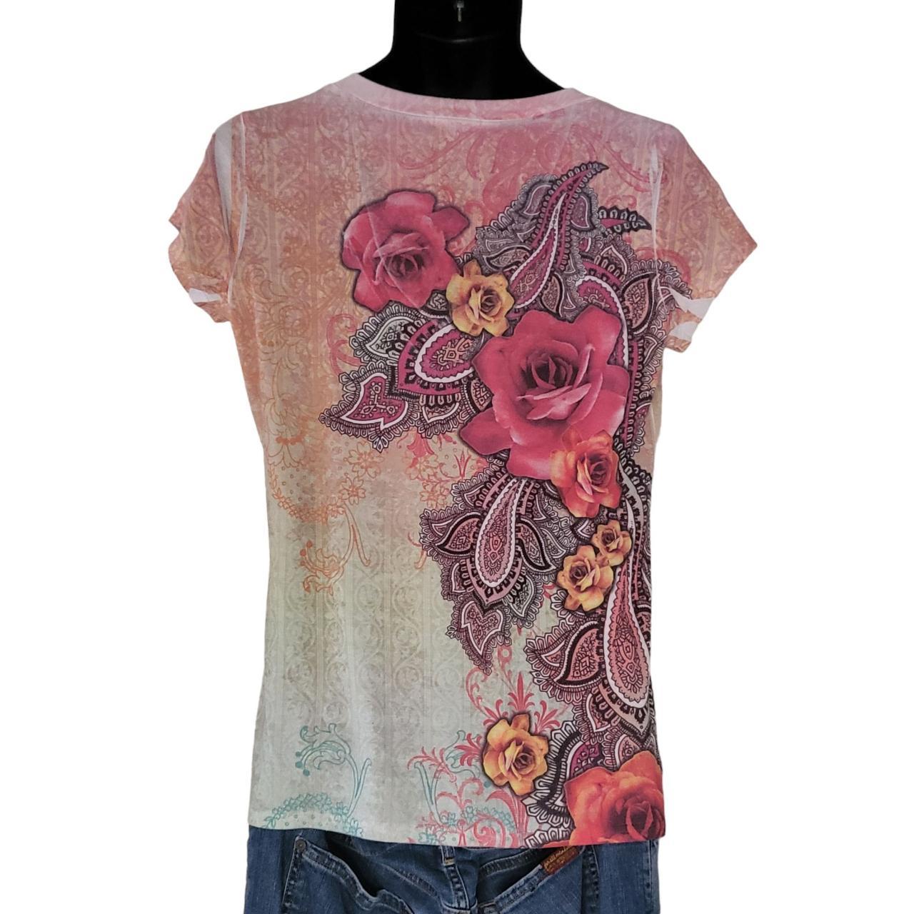 Cache Floral Multicolor Short Sleeve Sz L Tshirt... - Depop