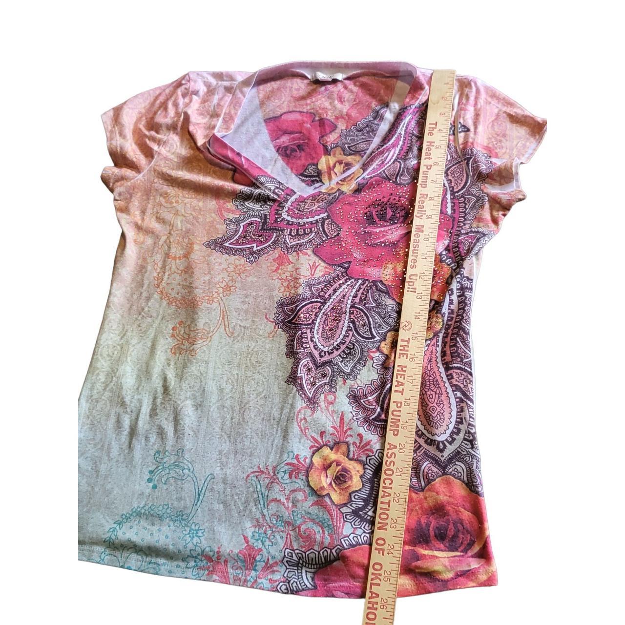 Cache Floral Multicolor Short Sleeve Sz L Tshirt... - Depop