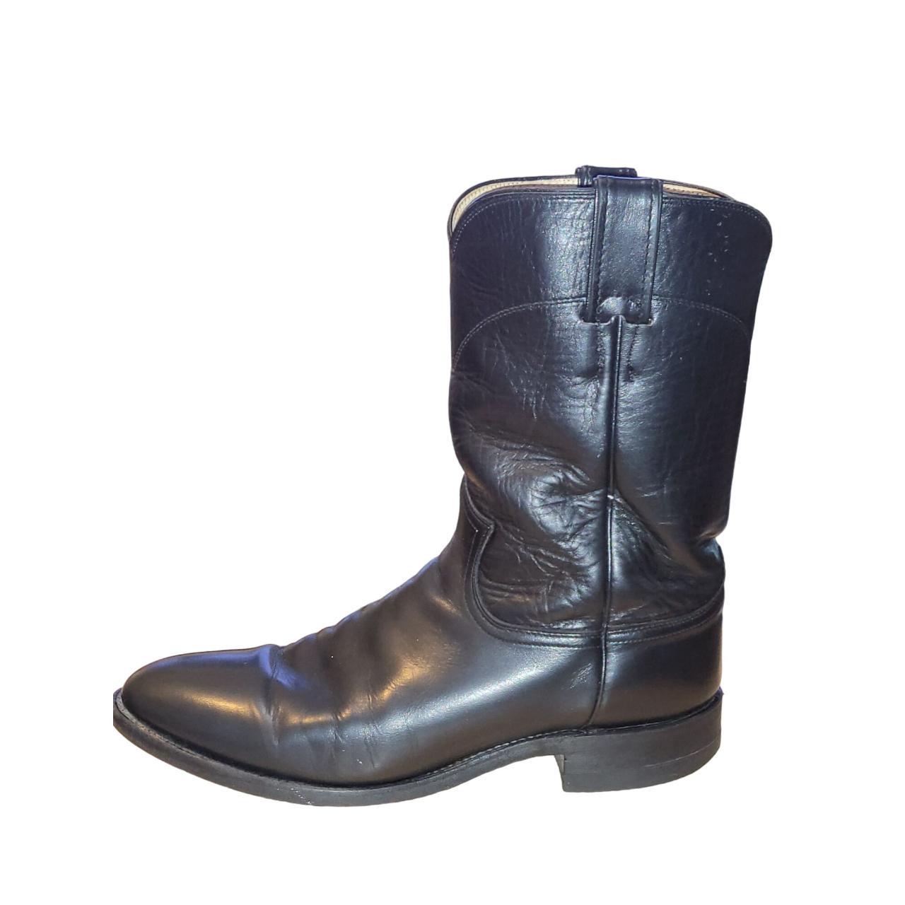 Justin Roper Cowboy Boots Men Sz 9 D Black Leather... - Depop