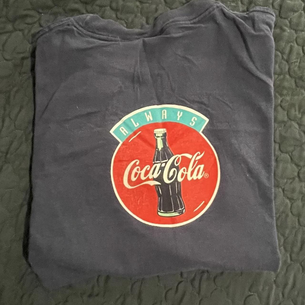 Coca-Cola Men's Navy and White T-shirt | Depop