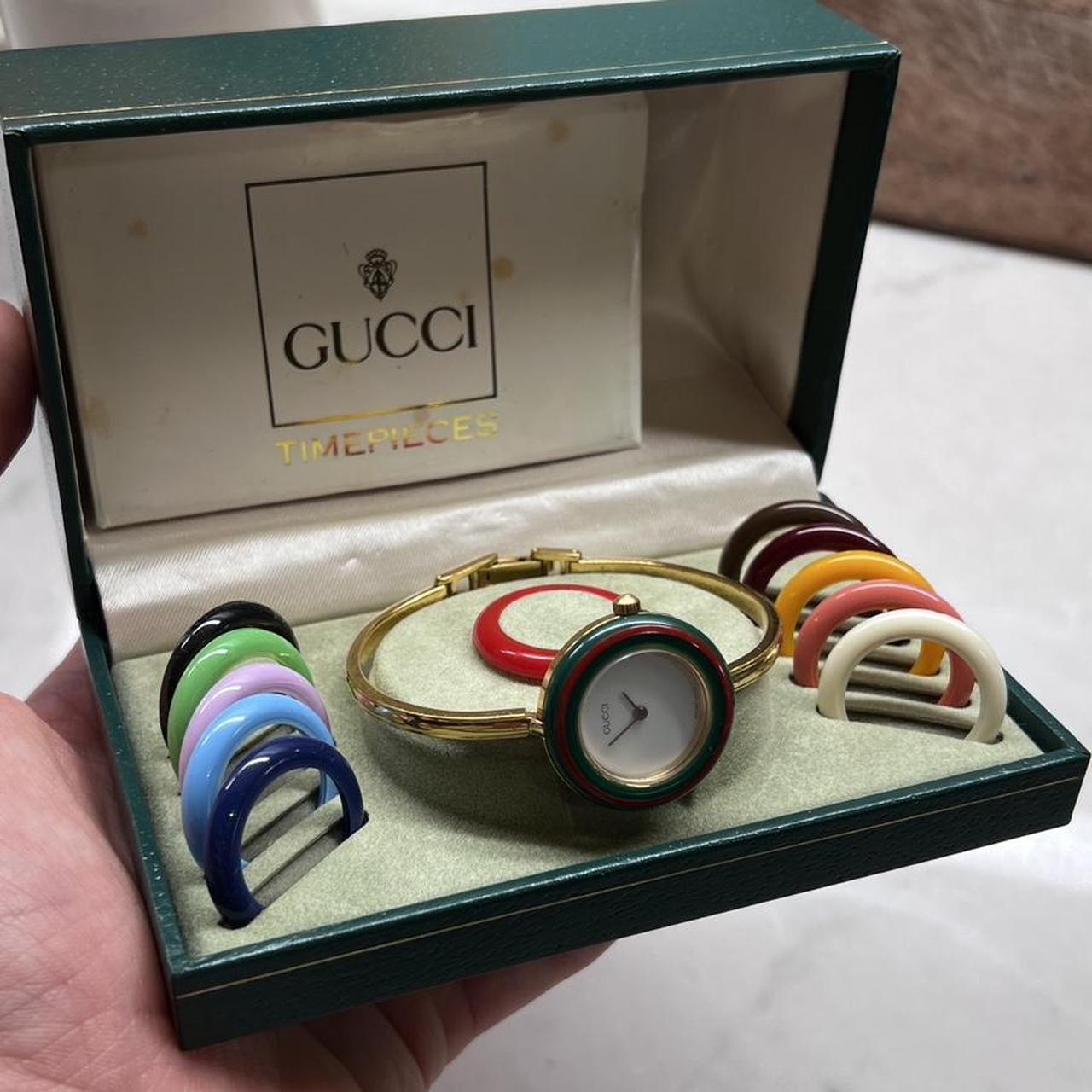 Vintage Gucci Changeable Bezel Watch Women’s Gold... - Depop