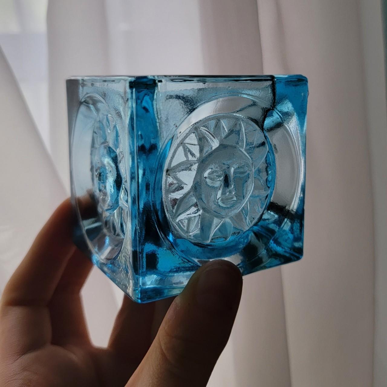 Vtg Celestial Blue Glass Sun Votive Holder 🌞🌞🌞🌞 🍯... - Depop