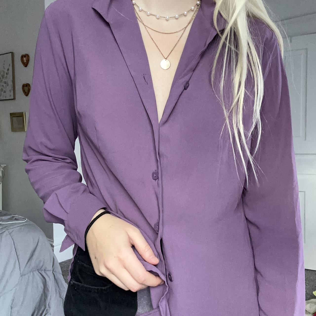 purple button up 🐙 this button up is really silky... - Depop