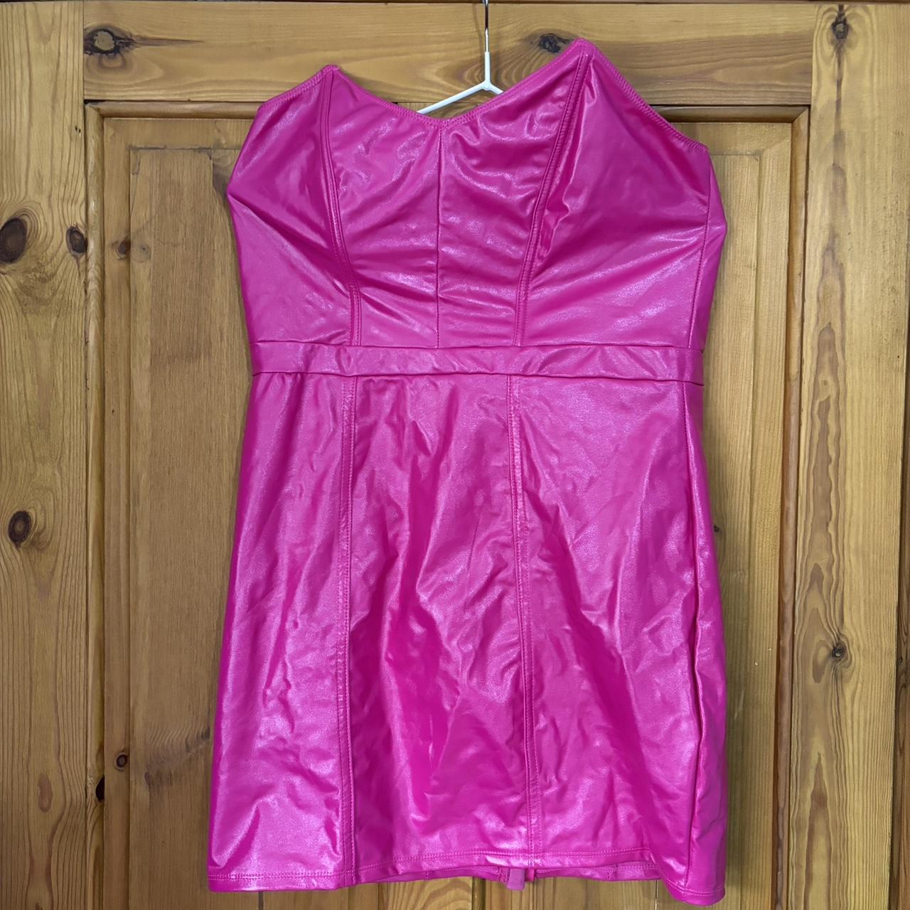 Leather Feel Pink Mini Dress Never Worn Depop