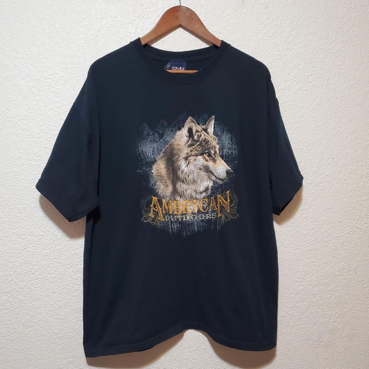 Black American Outdoors wolf graphic Tee /... | Depop
