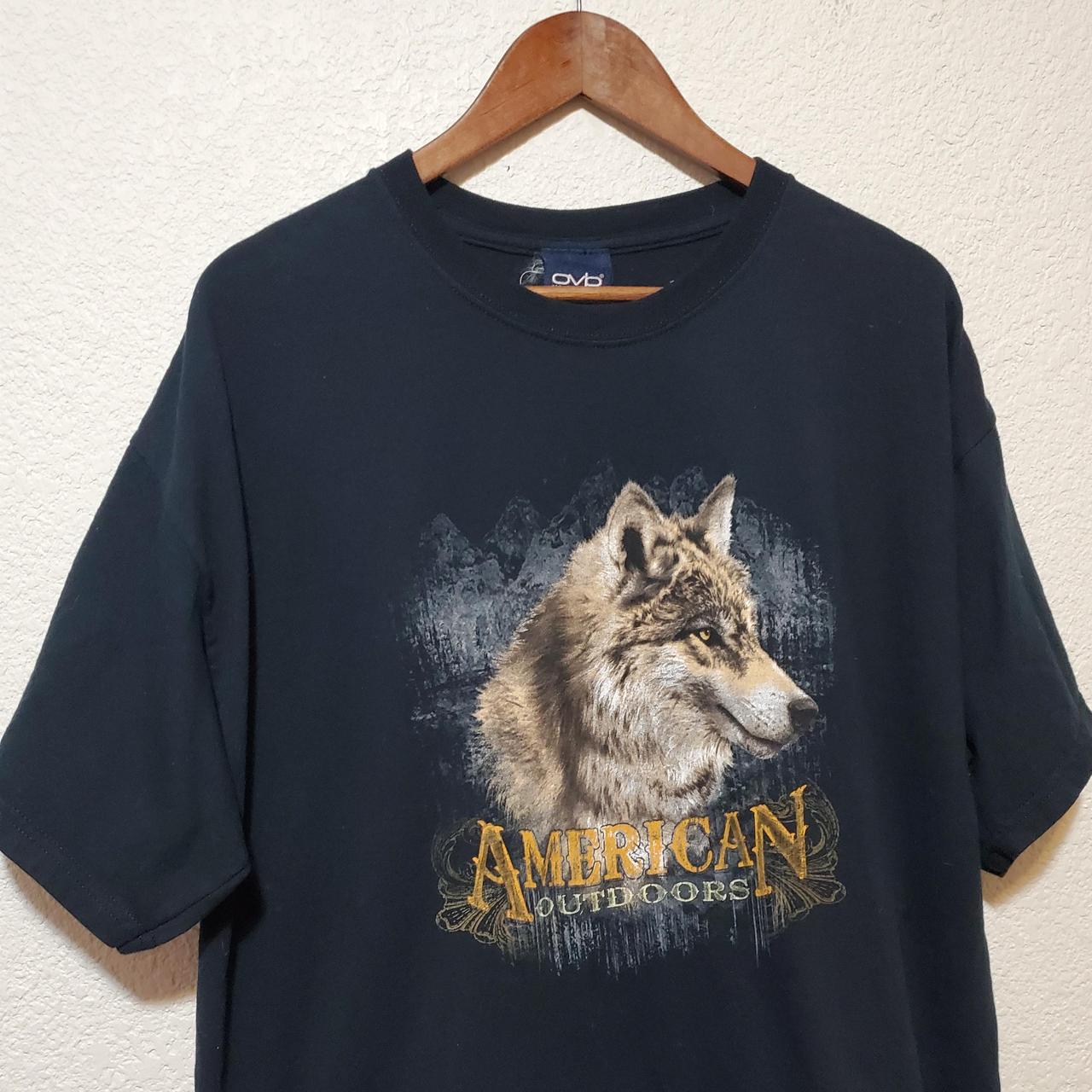 Black American Outdoors wolf graphic Tee /... | Depop