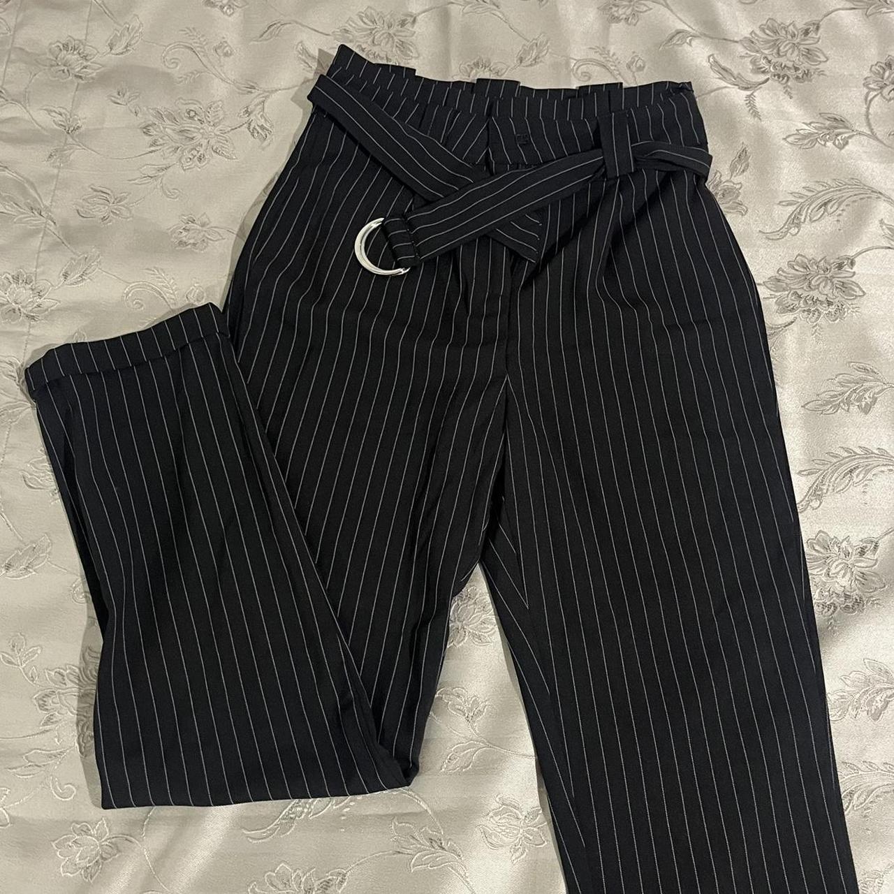Black and white striped slacks Size: small - Depop