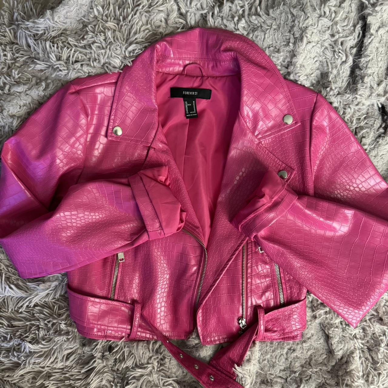 hot pink leather jacket #urban #freepeople... - Depop