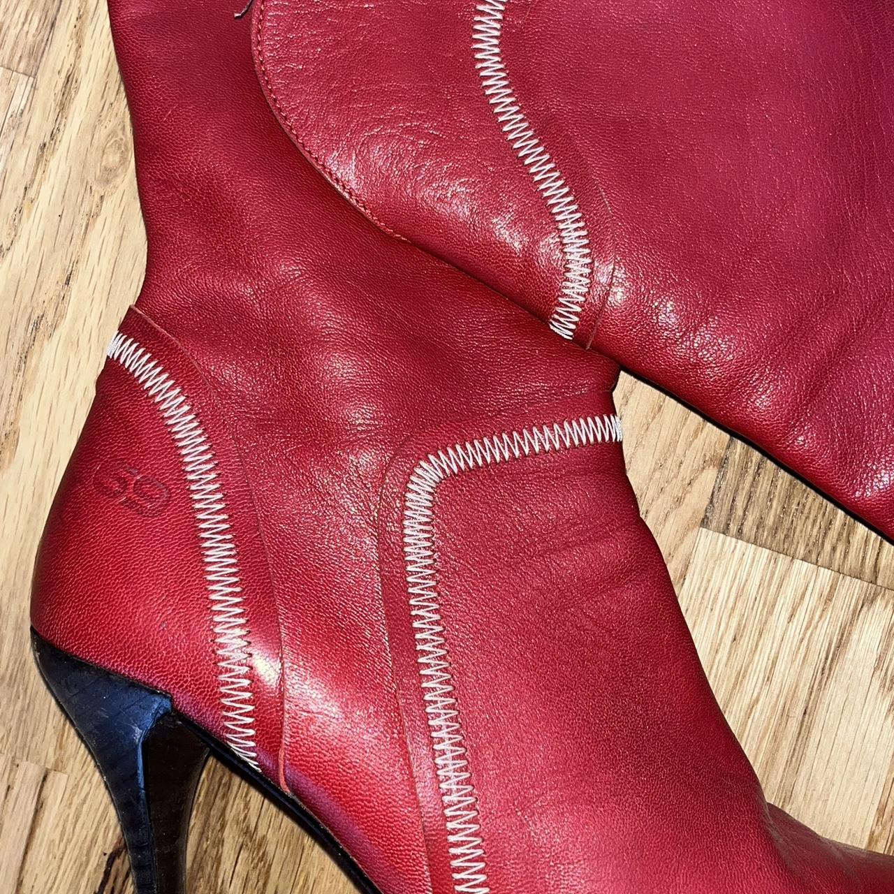 Real red leather cowboy boots Classic yet unique,... - Depop