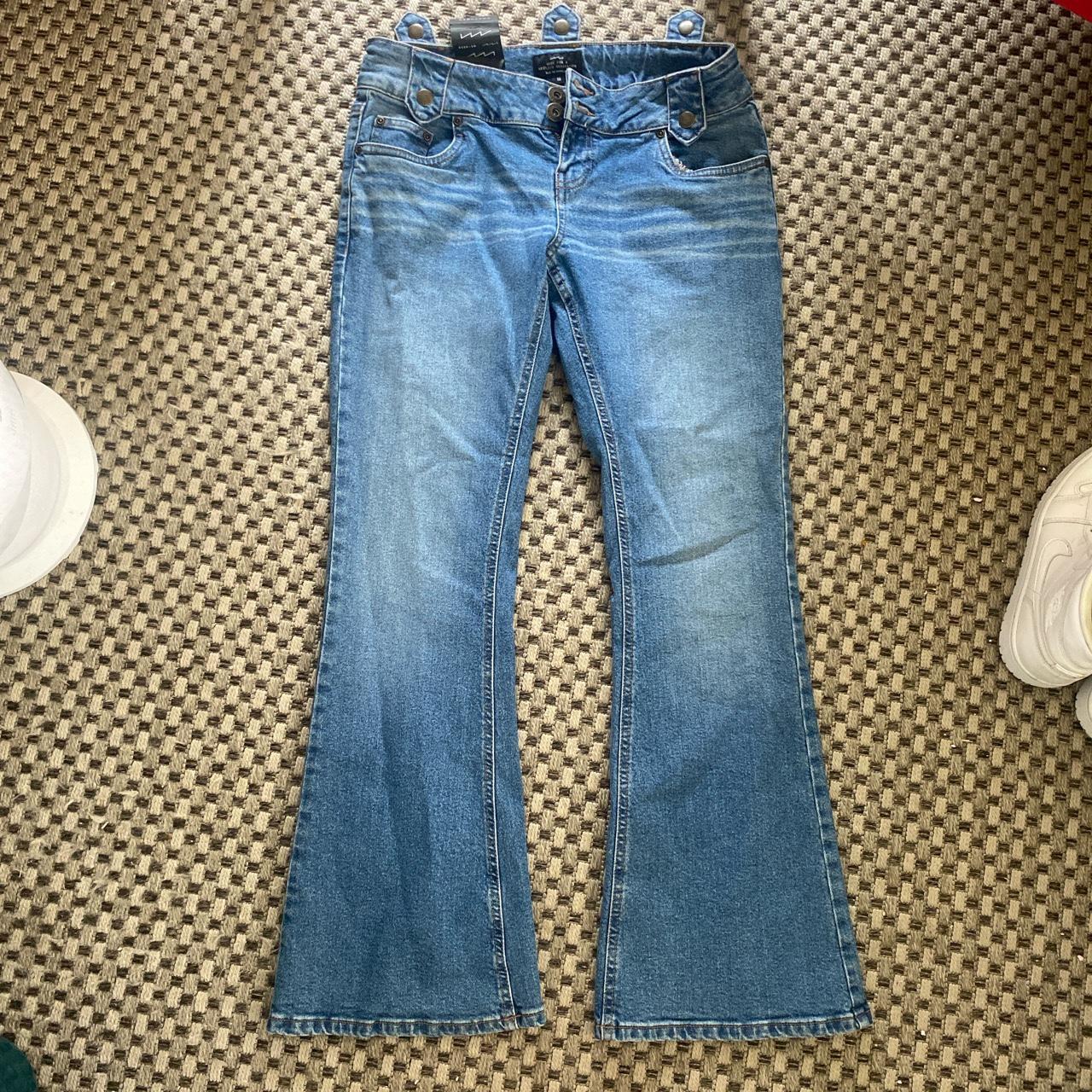Factorie blue denim low rise flare jeans Never... - Depop