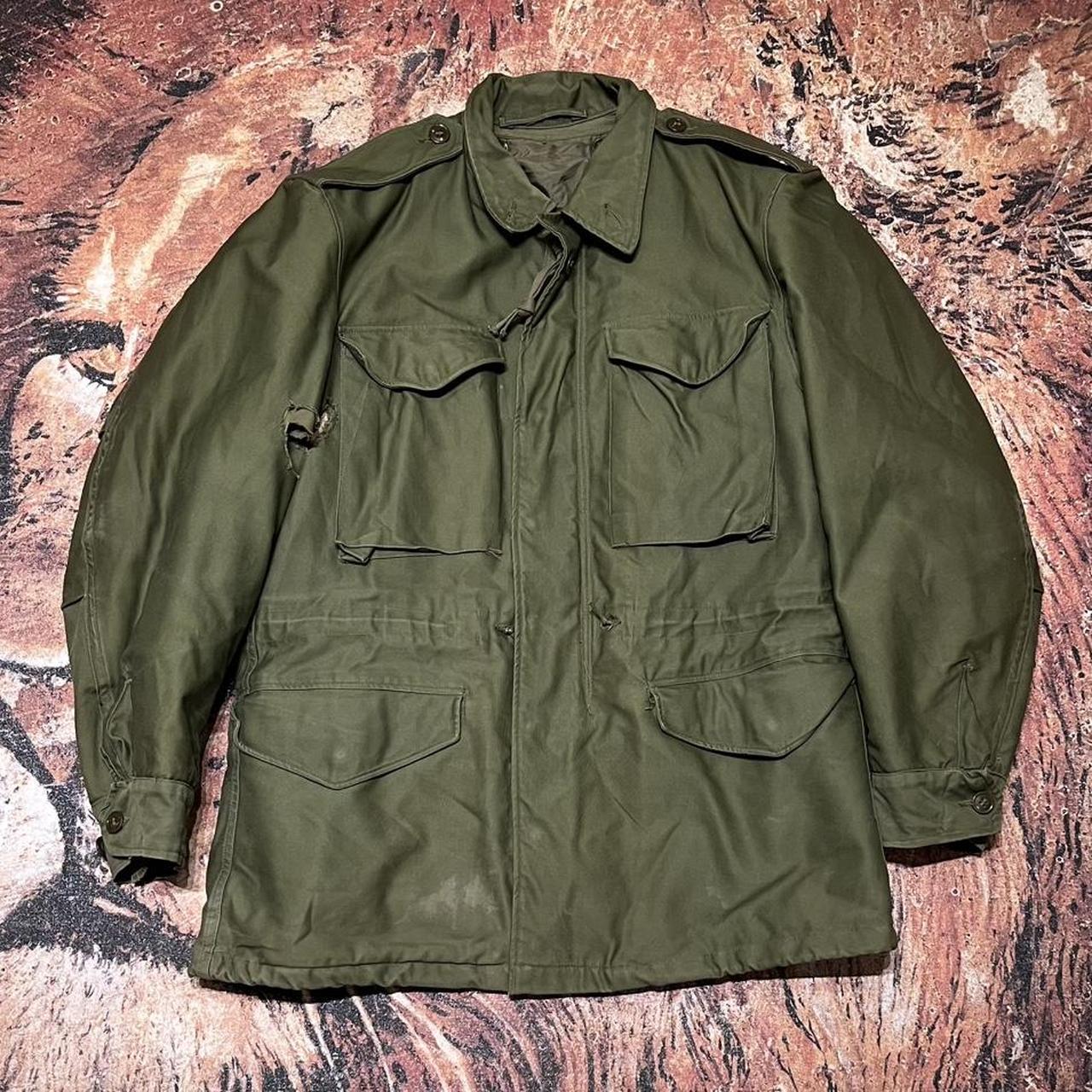 Olive green 1960s m65 military field coat with... | Depop