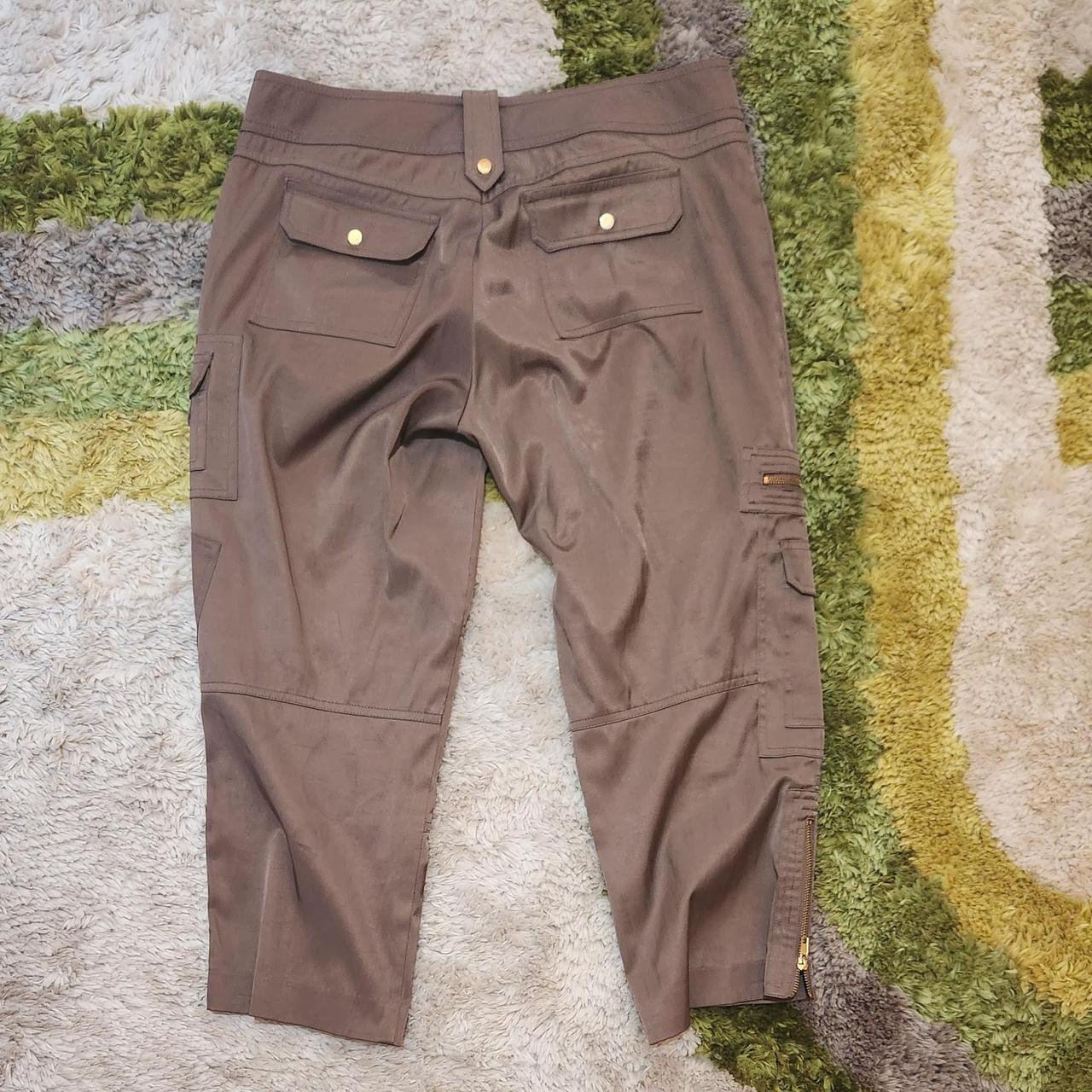 Vintage Caché cargo pants. Chocolate brown with gold... - Depop