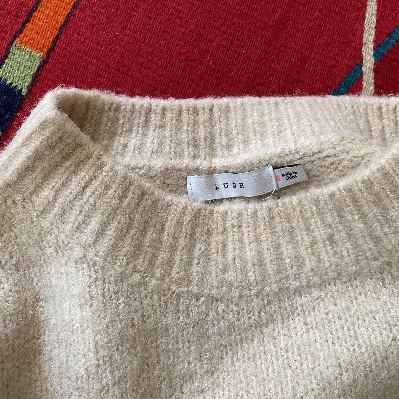 Stripe lush brand sweater Cream with dipped green... - Depop
