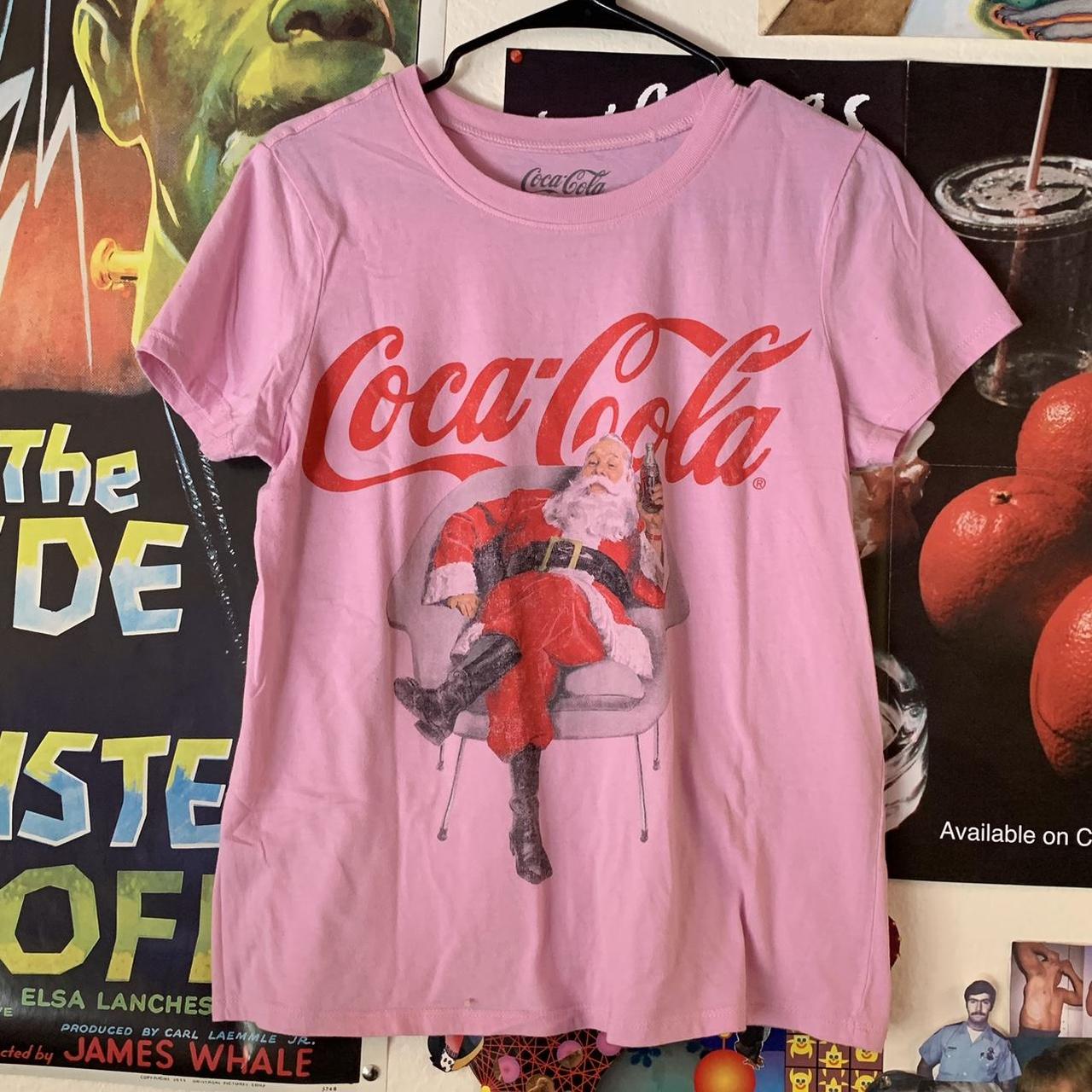 Pink Santa coca-cola tee 🥤 Women’s ML Dm w any... - Depop