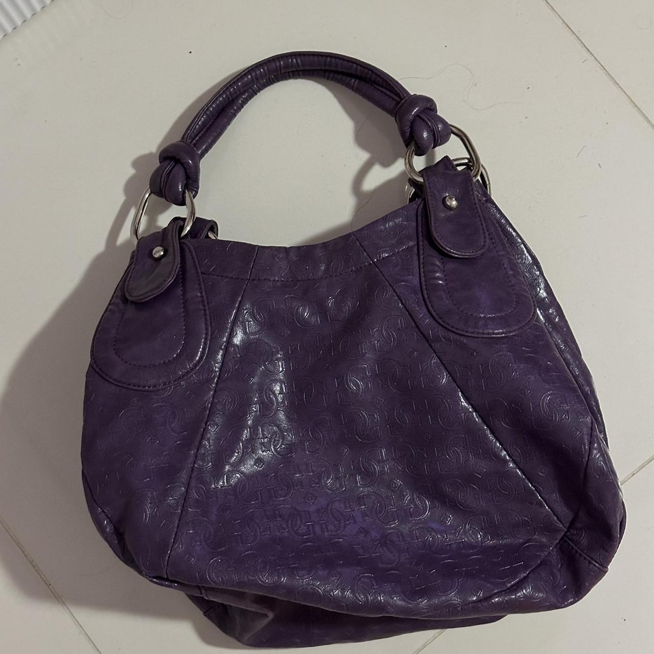Guess purple vintage hobo bag - perfect exterior -... - Depop