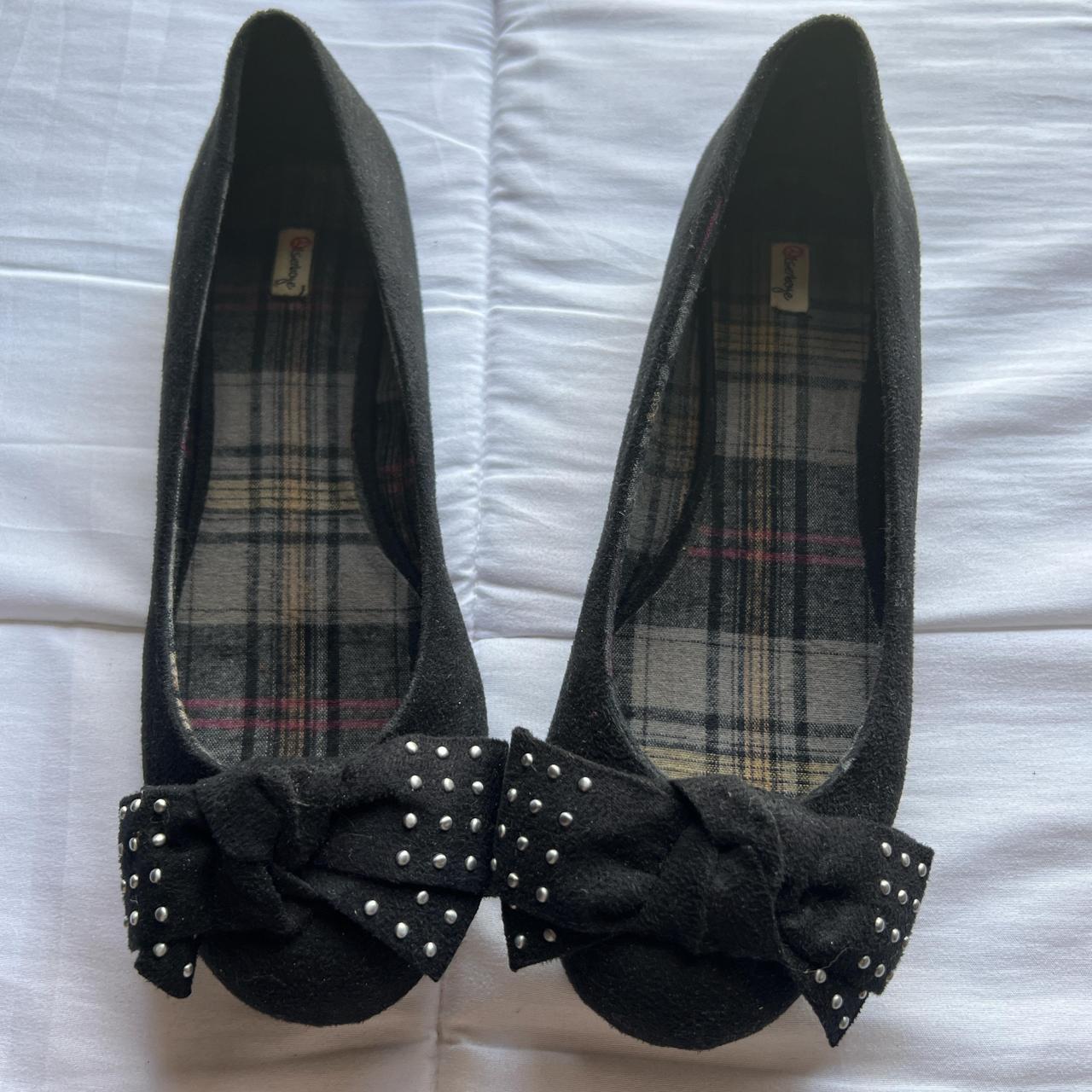 Black bow flats with studs #balletcore, new | Depop