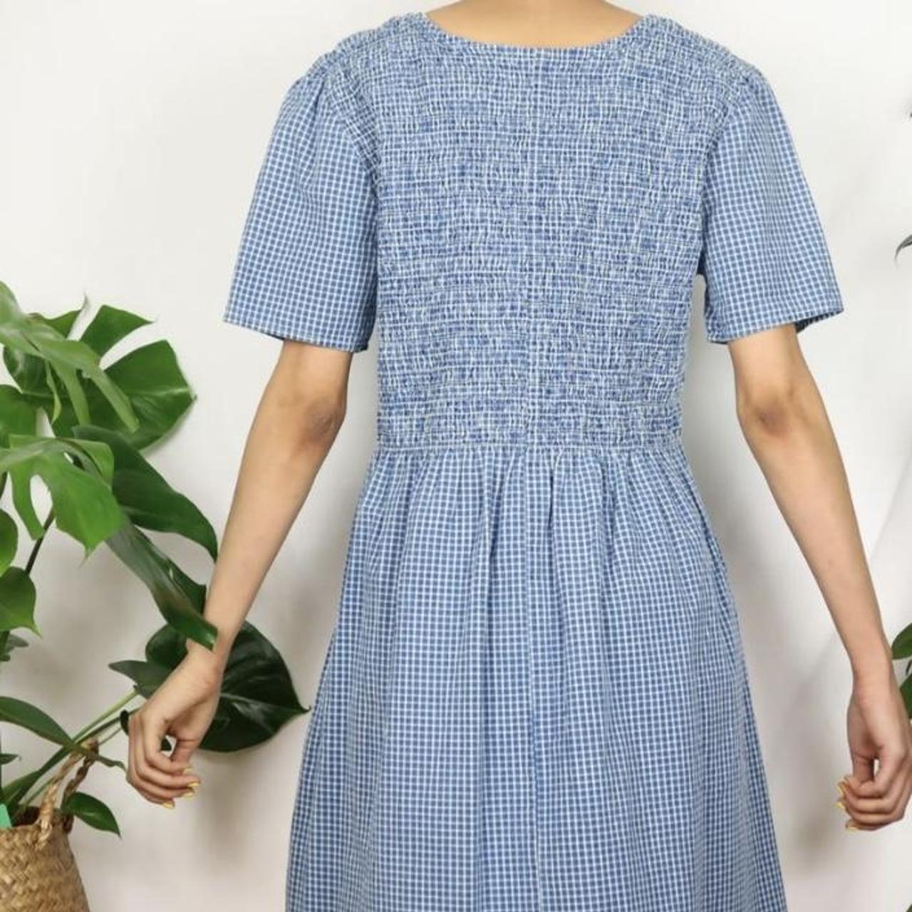 Smock dress fit. Blue chequered pattern. Label is... - Depop