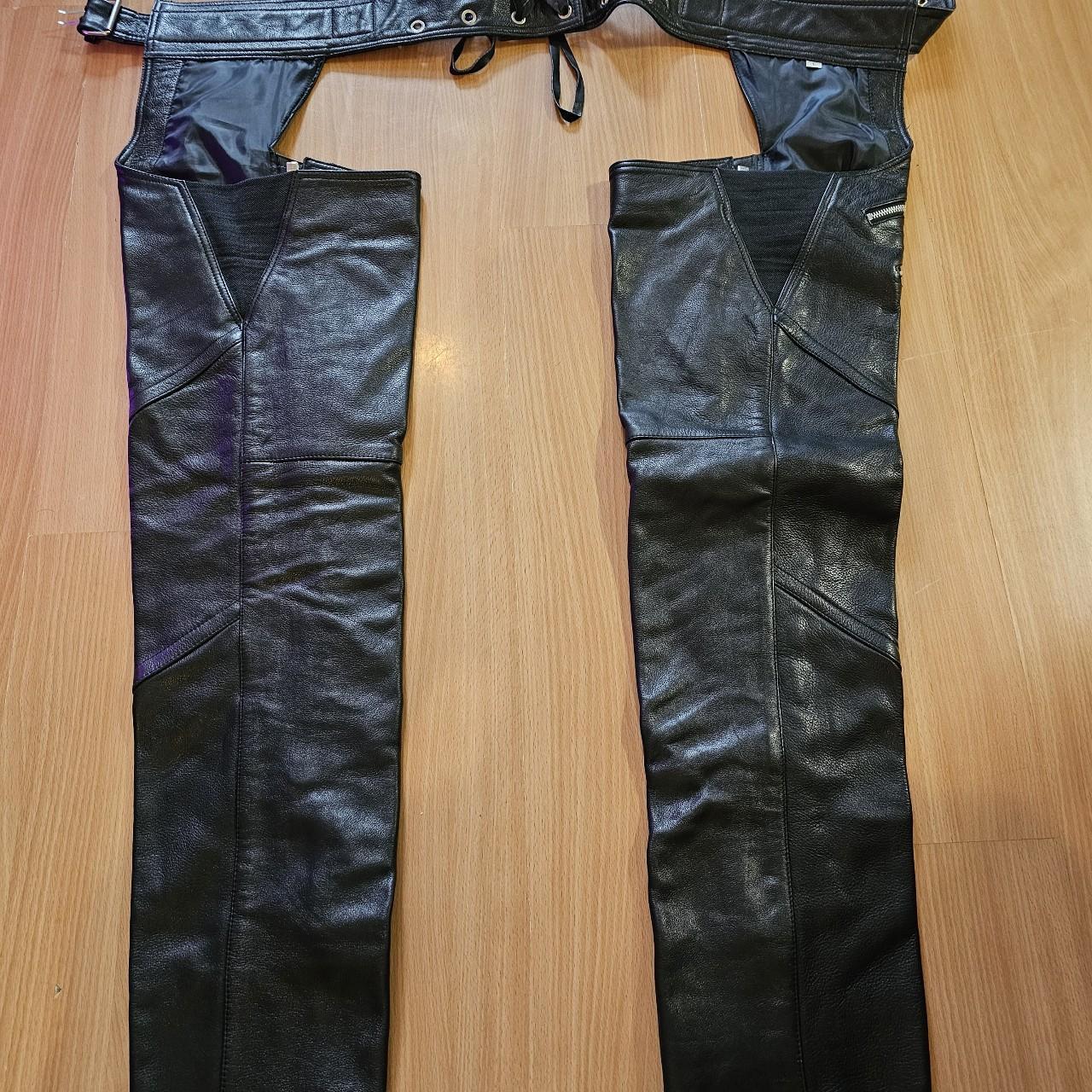 Large leather chaps. Hardly worn. Wonderfully soft... - Depop