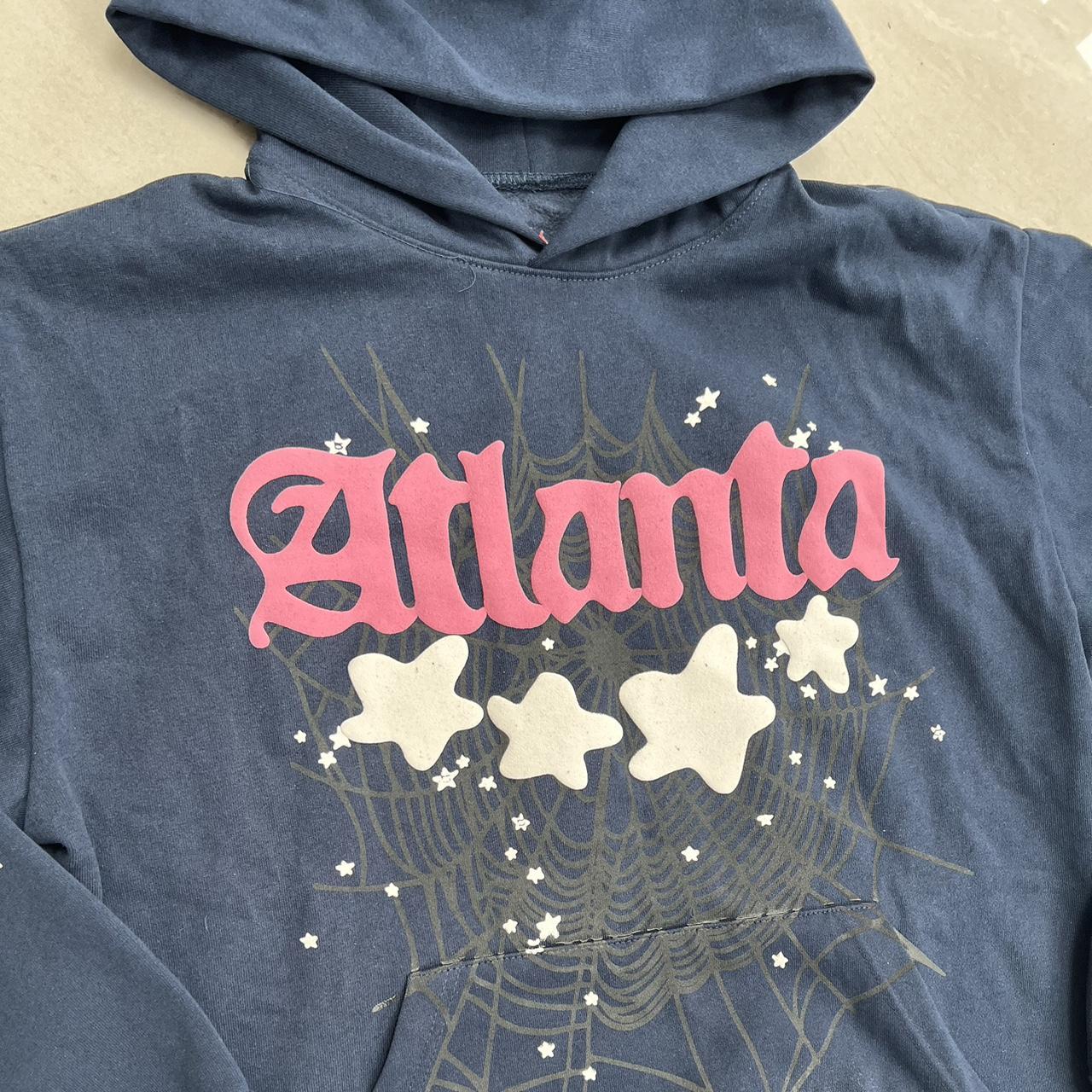Sp5der Worldwide Atlanta Print Hoodie Navy (XL) -... - Depop