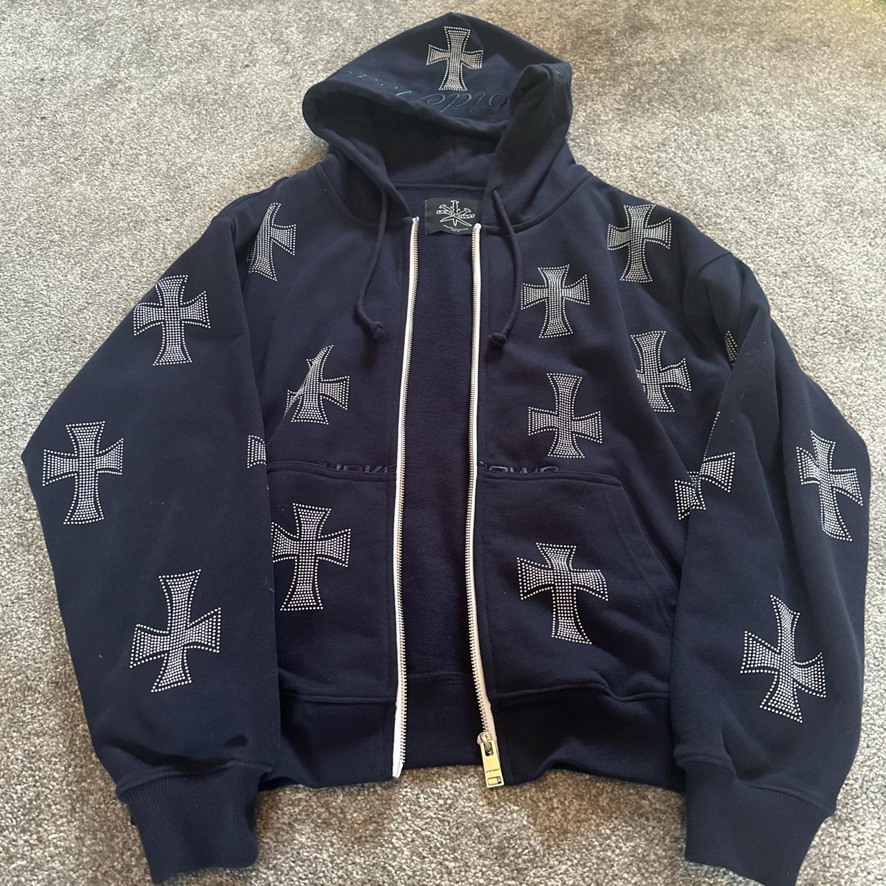 UNKNOWN London navy blue hoodie. Perfect condition,... - Depop