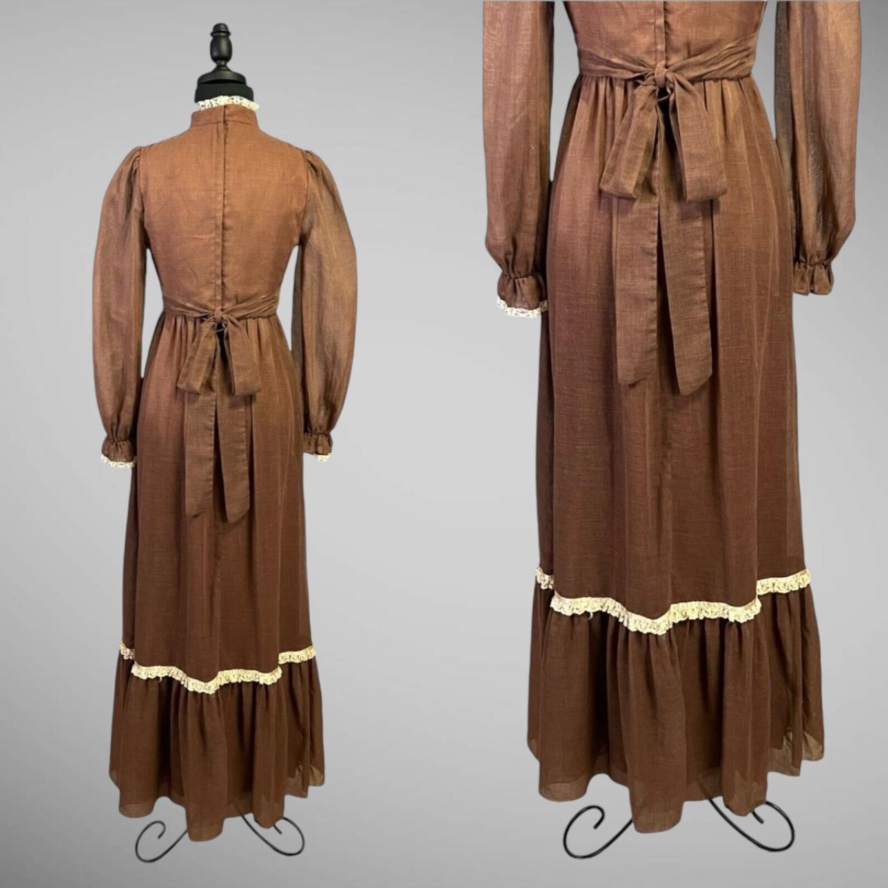 Sweet and Pretty Vintage 70s Semi Sheer Brown... - Depop