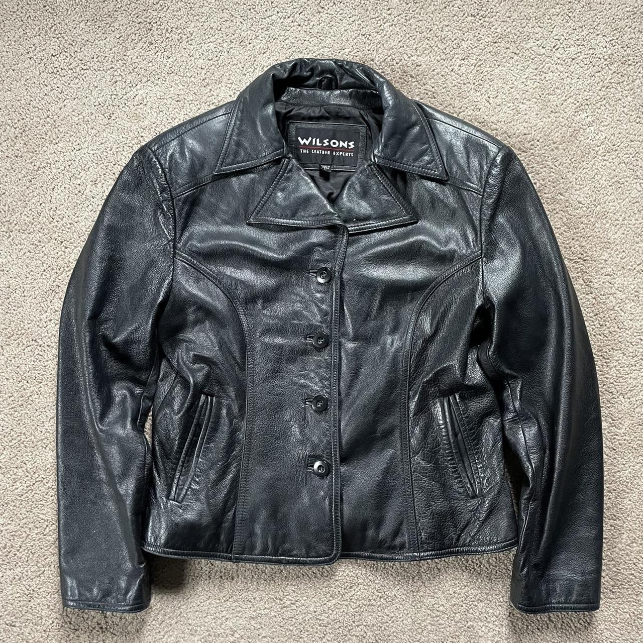 Vintage 90s Wilson womens leather motorcycle jacket... - Depop