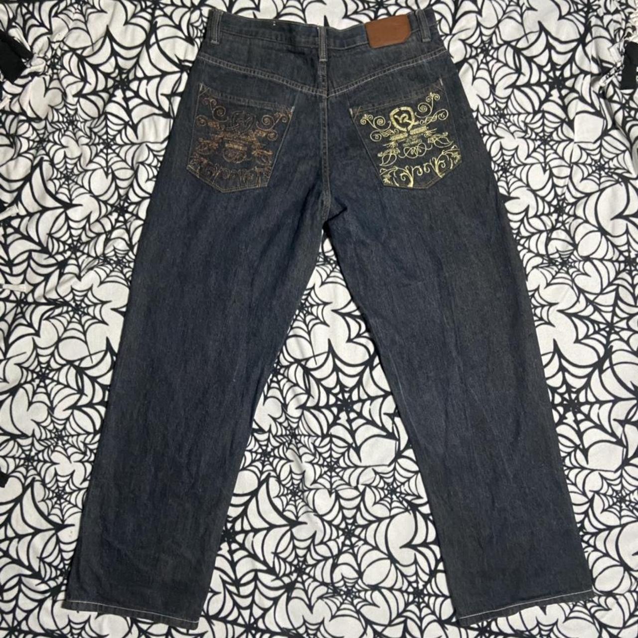 Super cool baggy y2k rocawear jeans with crazy... - Depop