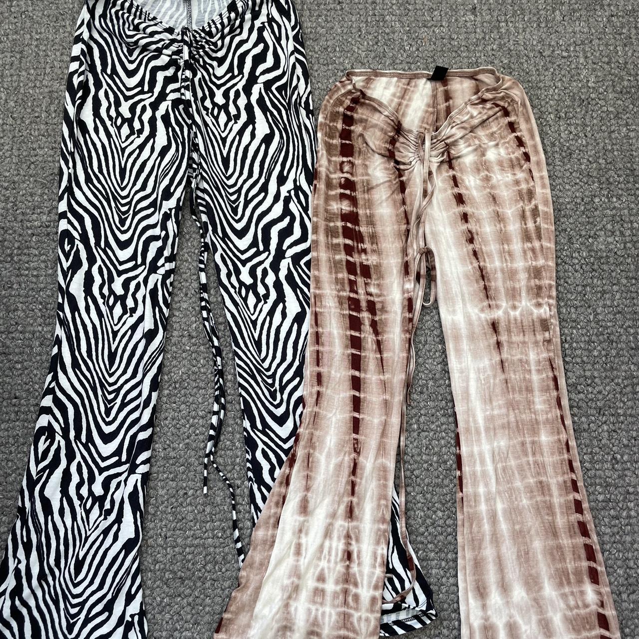 patterned shein flares both size xs never worn 10... - Depop