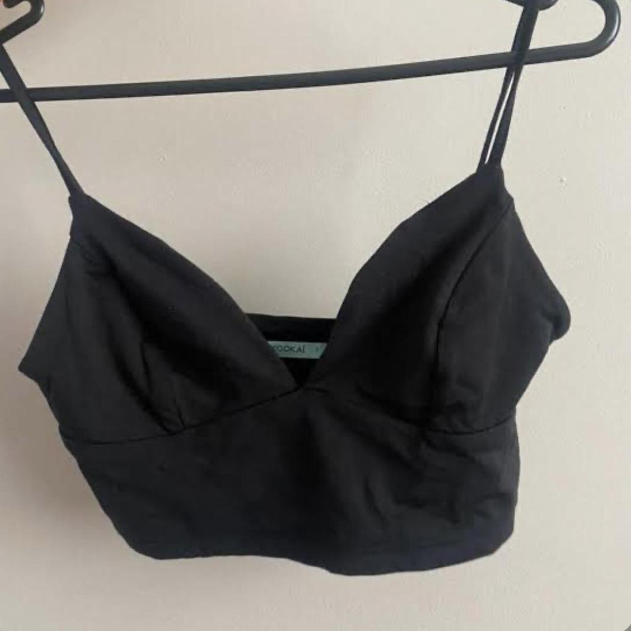 Kookai triangle crop top Size 1 Black - Depop