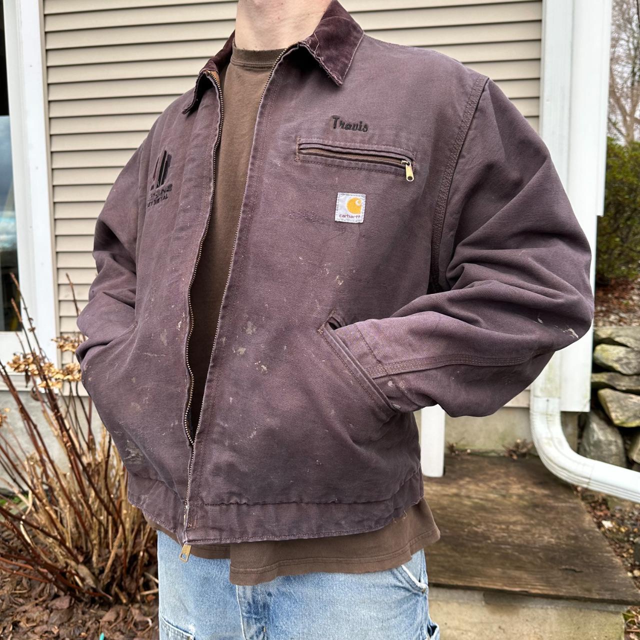 Vintage Carhartt Detroit Purple/Brown Jacket •Size... - Depop