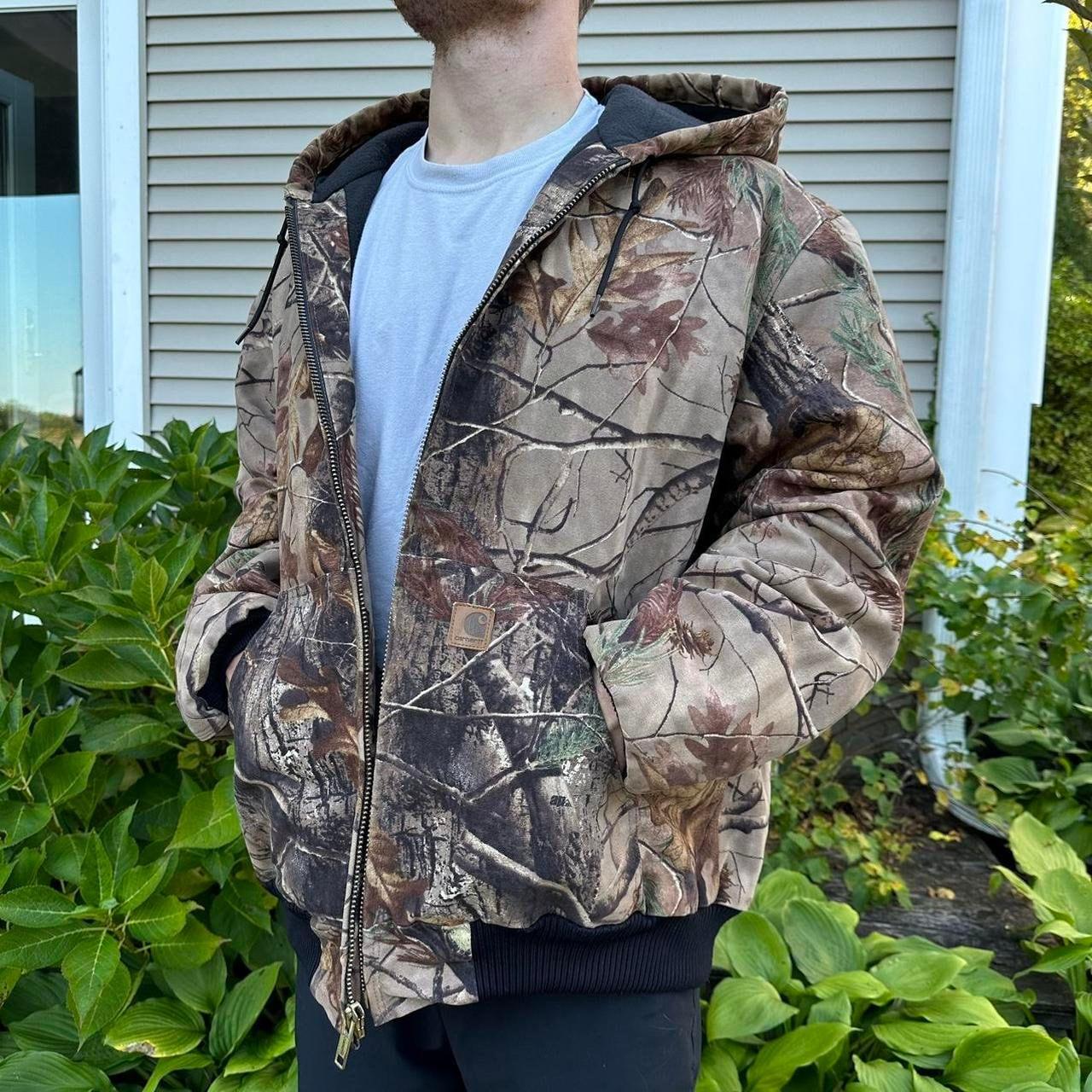 Vintage Carhartt Camo Hooded Jacket •Size men’s XL... - Depop