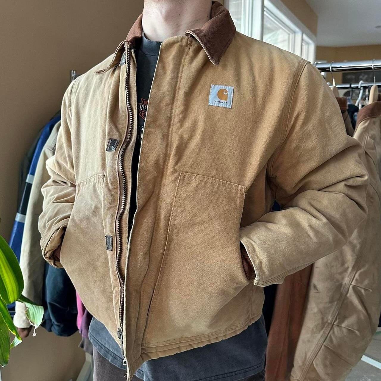 Vintage Carhartt Tan Detroit Style Jacket •Size... - Depop