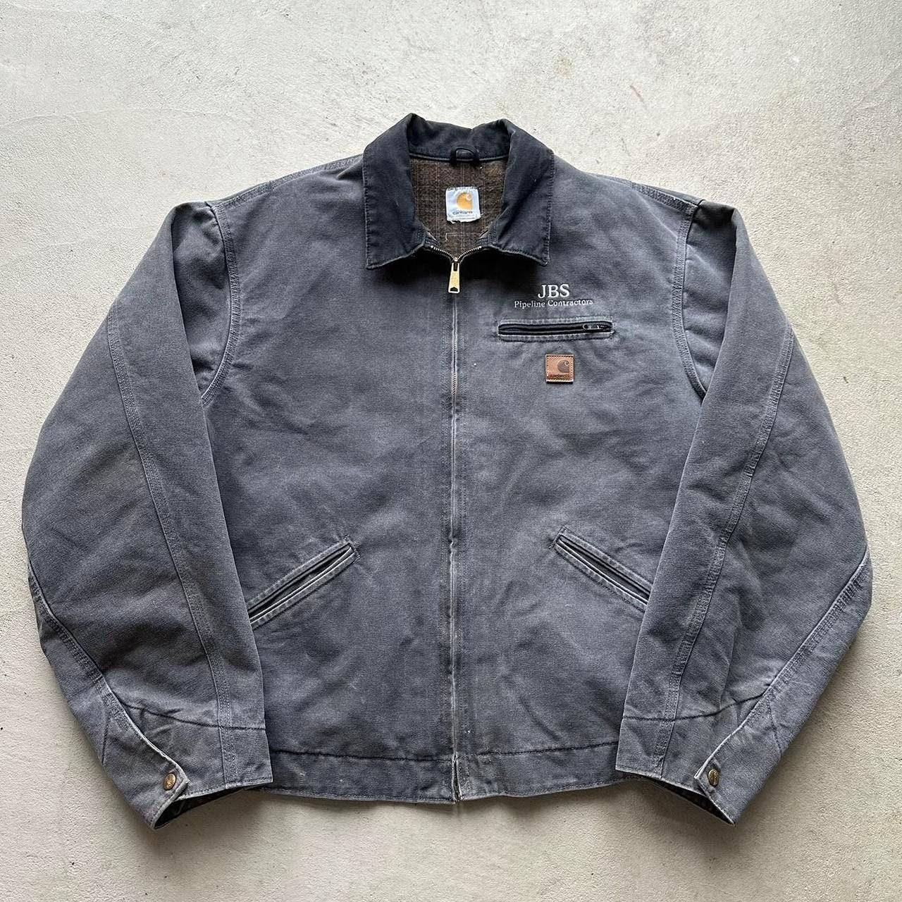 Vintage Carhartt Dark Grey Detroit Jacket J97 •Size... - Depop