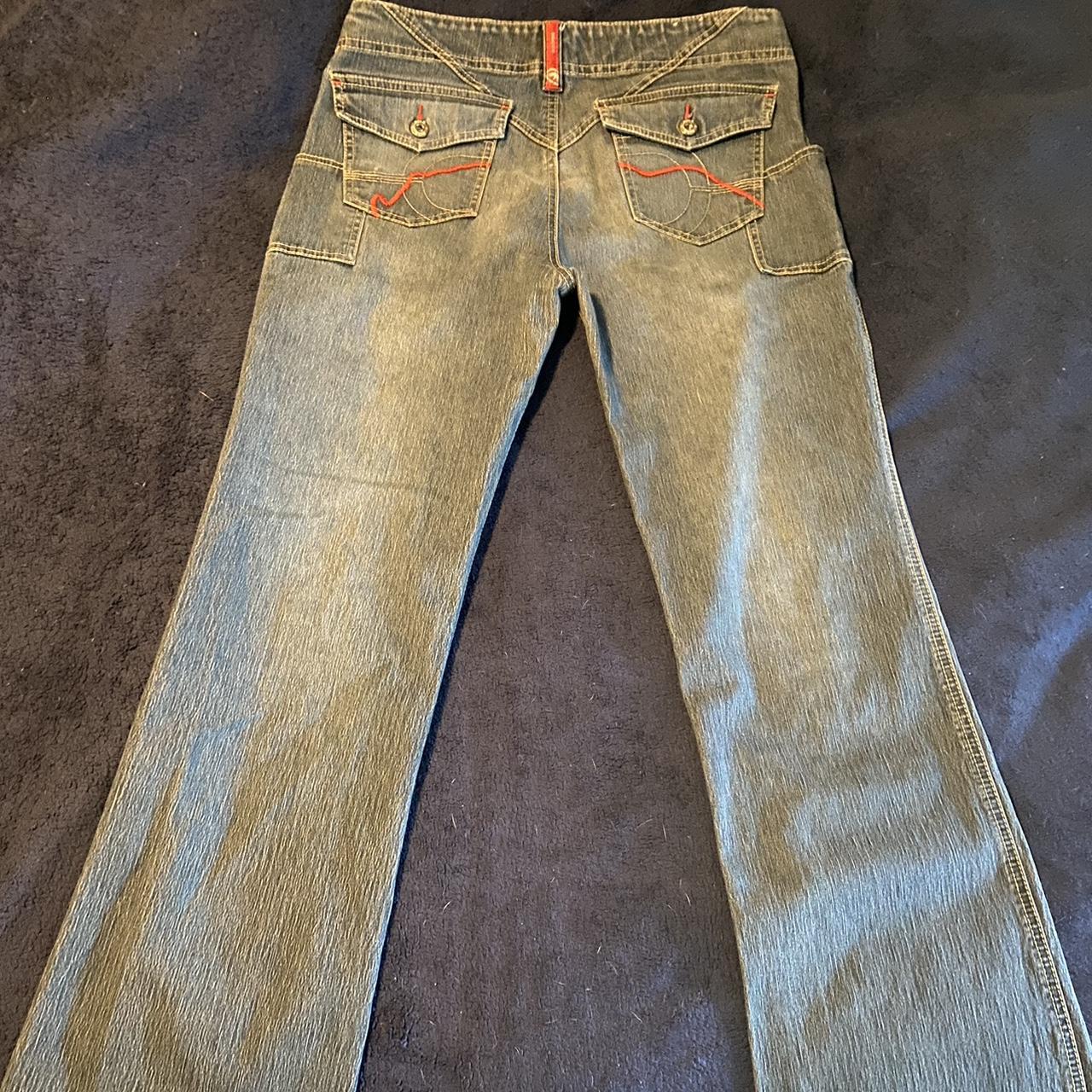 Women's Blue and Red Jeans | Depop