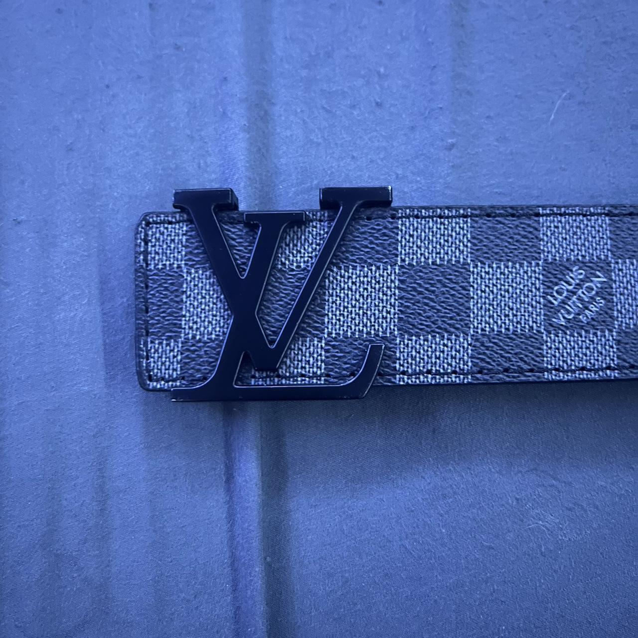 All black LV checker belt size 140 2 holes as shown... - Depop