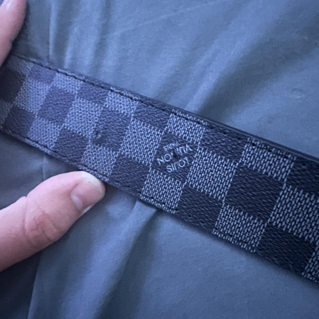 All black LV checker belt size 140 2 holes as shown... - Depop