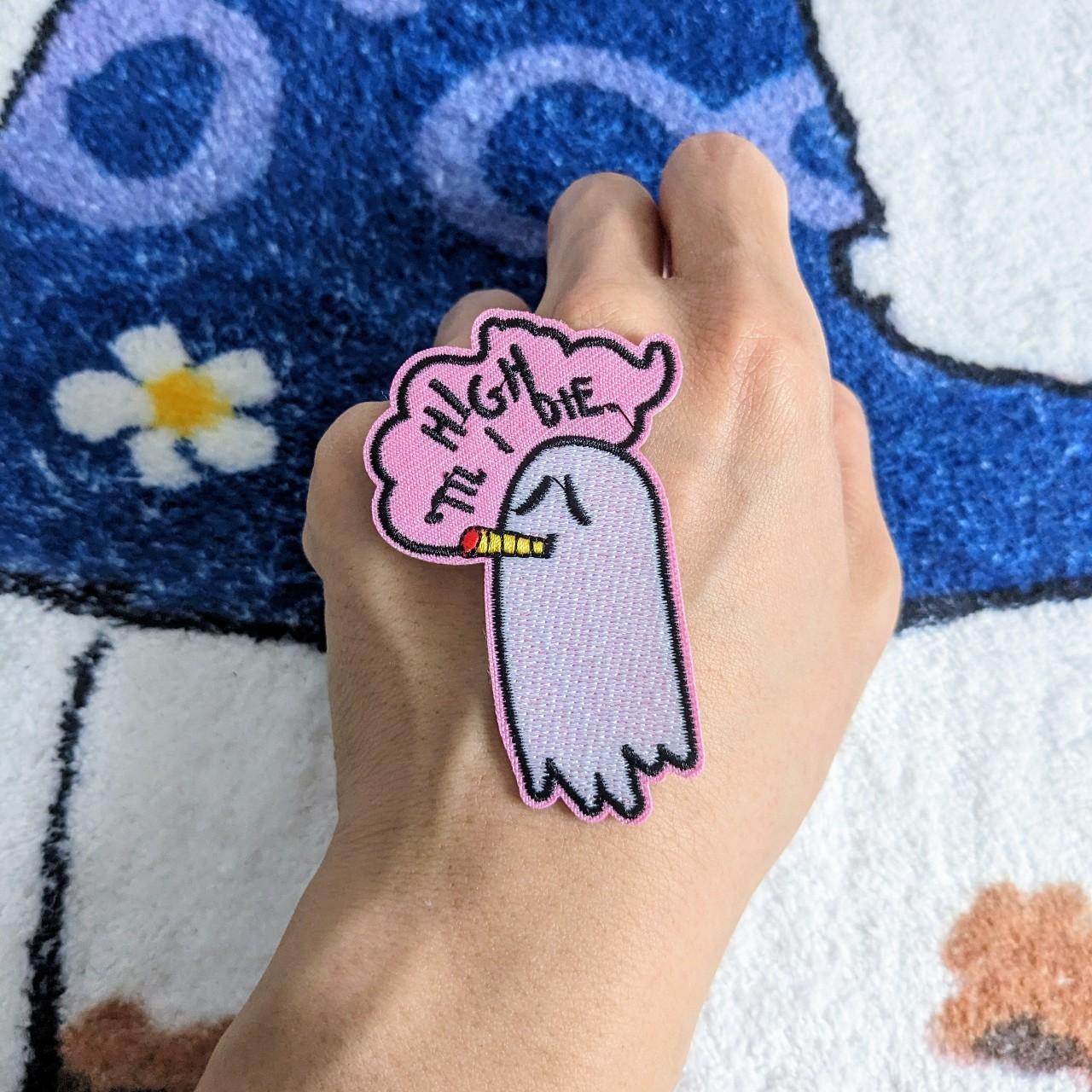 High till I die ghost sticker iron on patch... - Depop