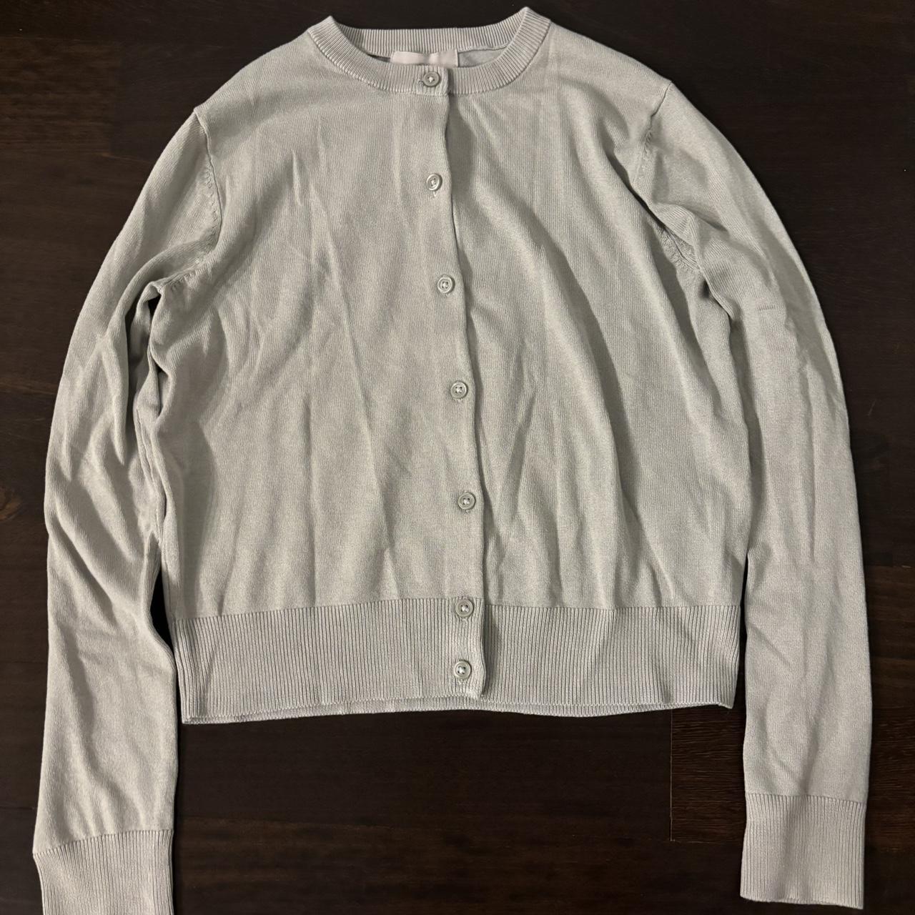 small sage H&M cottage core cardigan - light... - Depop