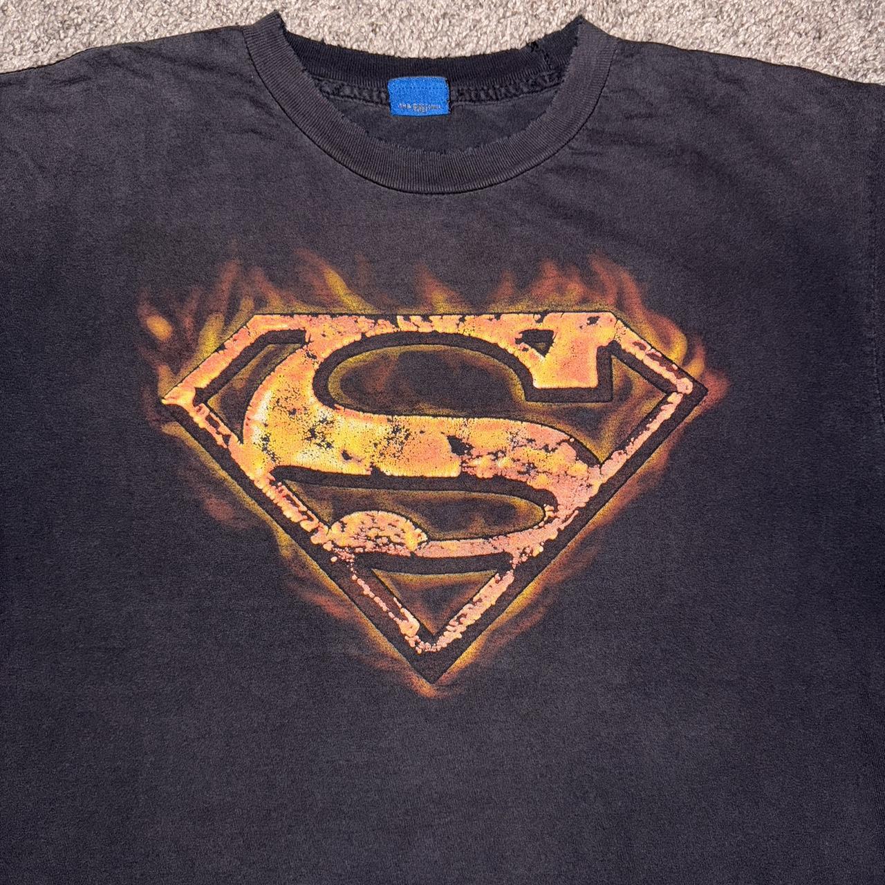 Vintage Faded Distressed Superman Tee Size: Large -... - Depop