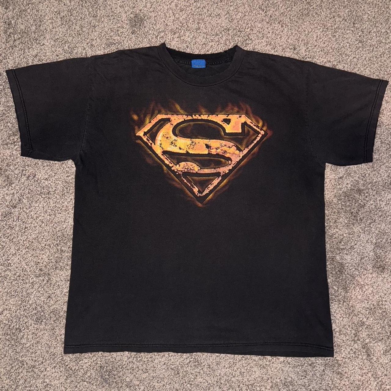 Vintage Faded Distressed Superman Tee Size: Large -... - Depop