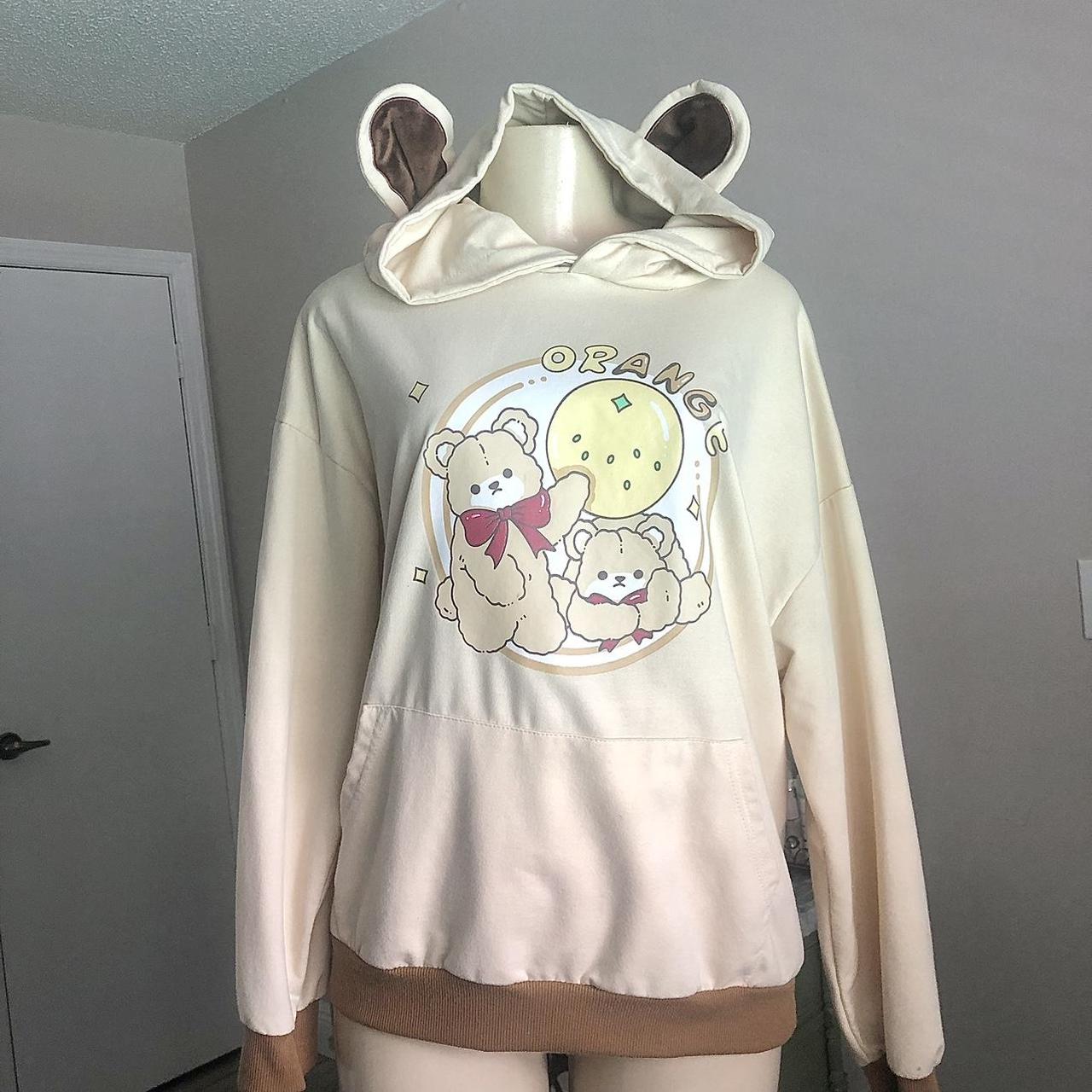 Japanese Harajuku Cutecore Kawaii Beige Cream Orange... - Depop