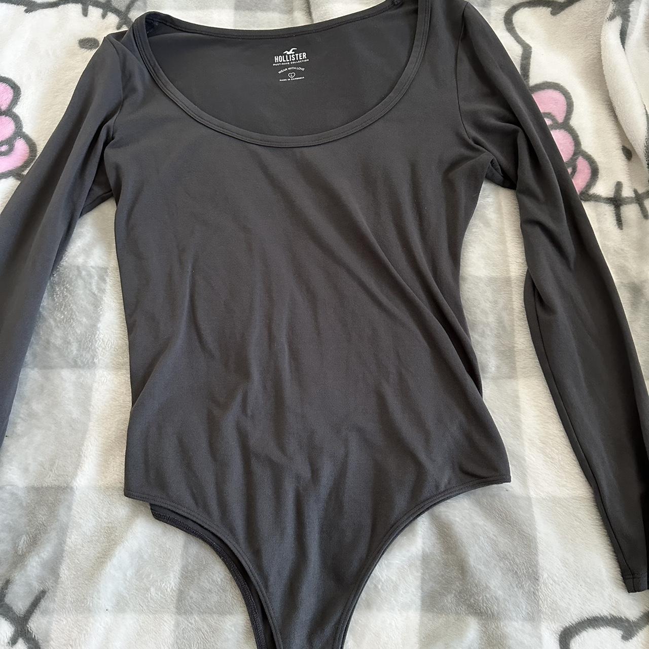Hollister Dark Grey Seamless Body Suit Worn Once!... - Depop