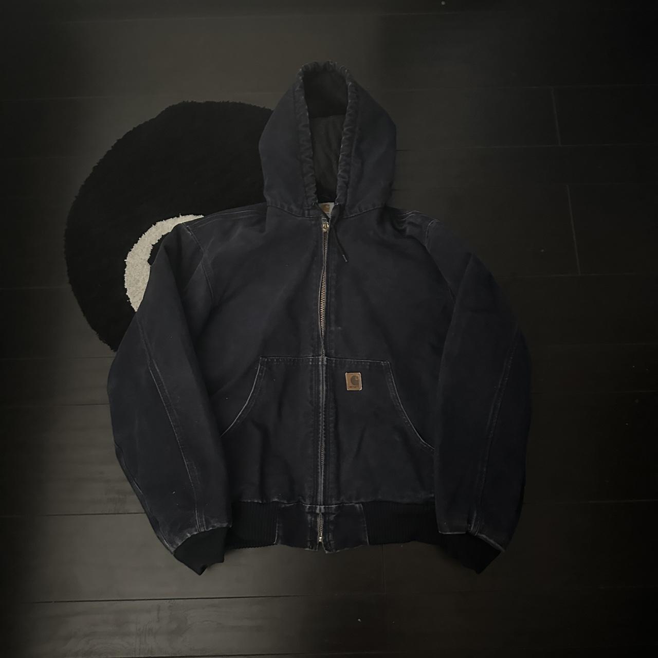 Faded Navy carhartt jacket J130 MDT In good,... | Depop