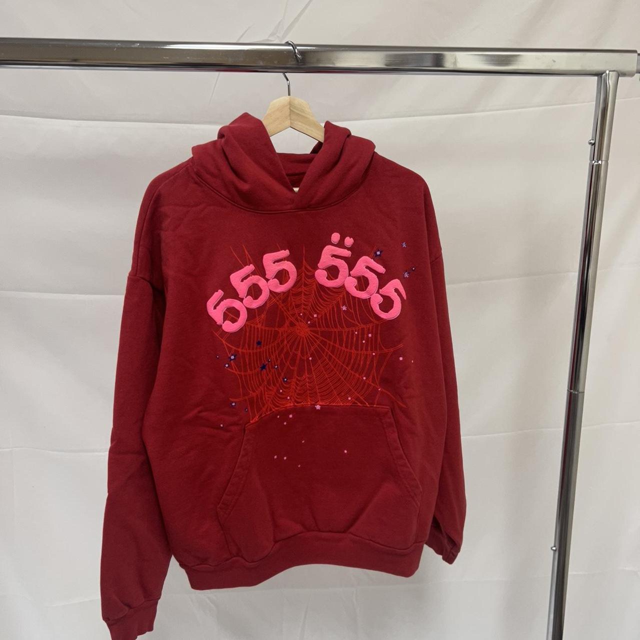 Sp5der Angel Number 555 Hoodie Red Colorway Brand... - Depop