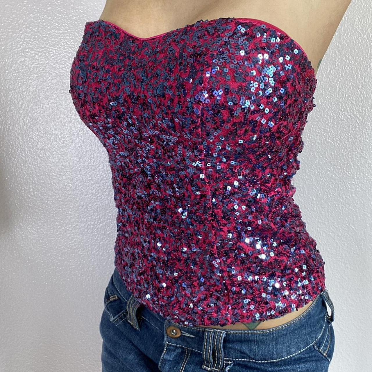 SEQUIN TOP - Y2K sequin tube top from vintage Wet... - Depop
