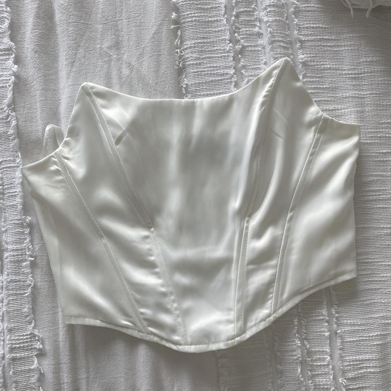 PLT white silk corset worn once - Depop