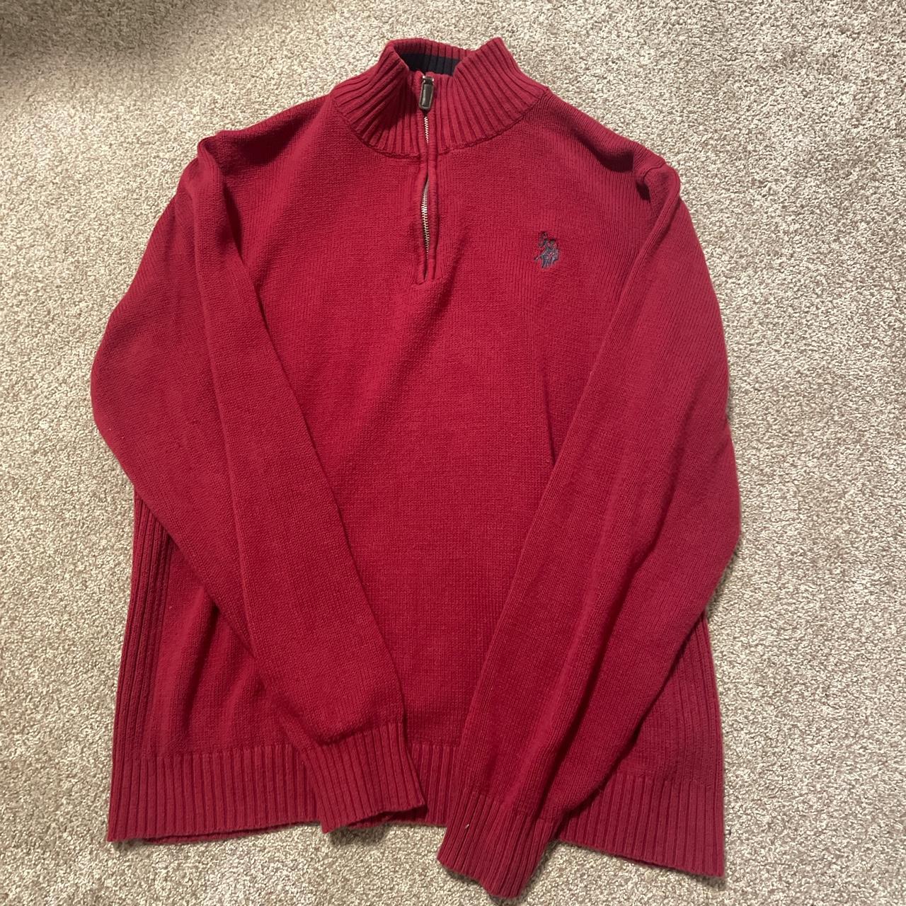 Red quarter zip sweater - Depop