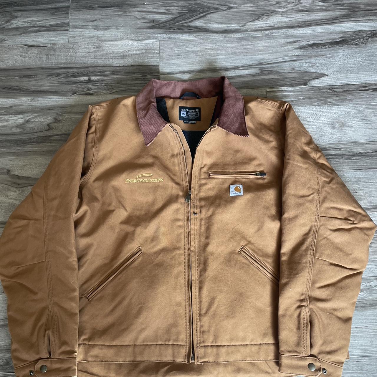 Tan Carhartt Flannel Lined Detroit jacket New With... - Depop