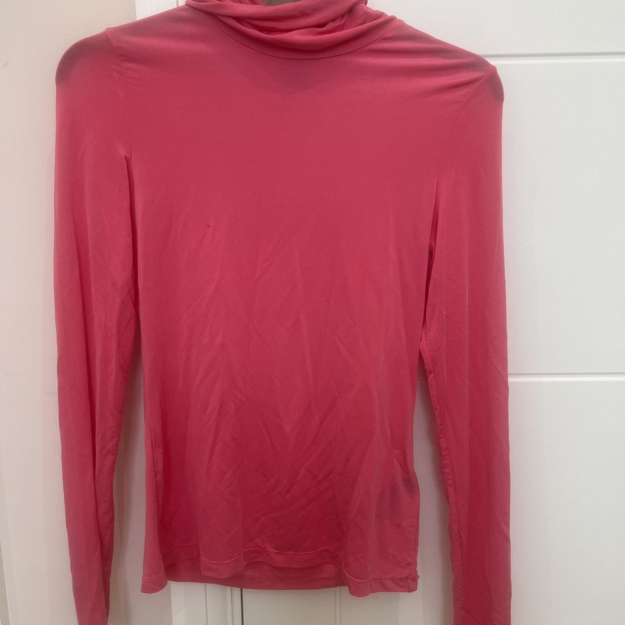 H&M pink slinky turtle neck long sleeved top Worn... - Depop