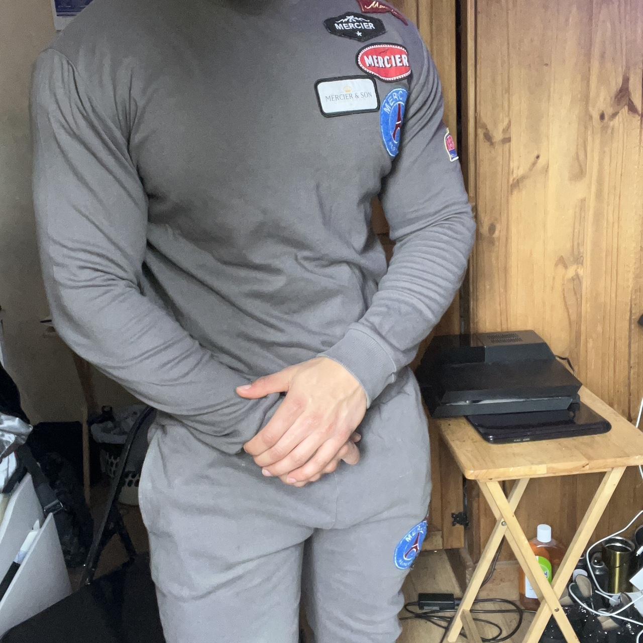 Mercier badge Tracksuit Grey/Black Both Medium... - Depop